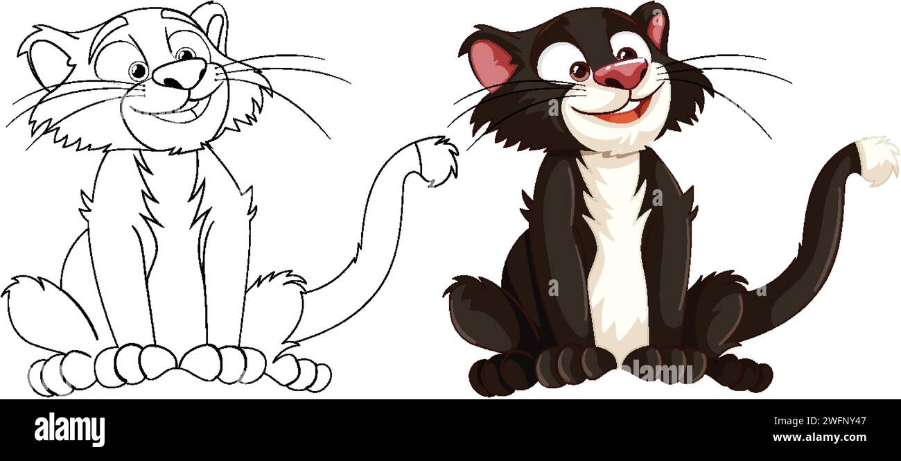 Two happy cats in a playful vector illustration Stock Vector Image ...