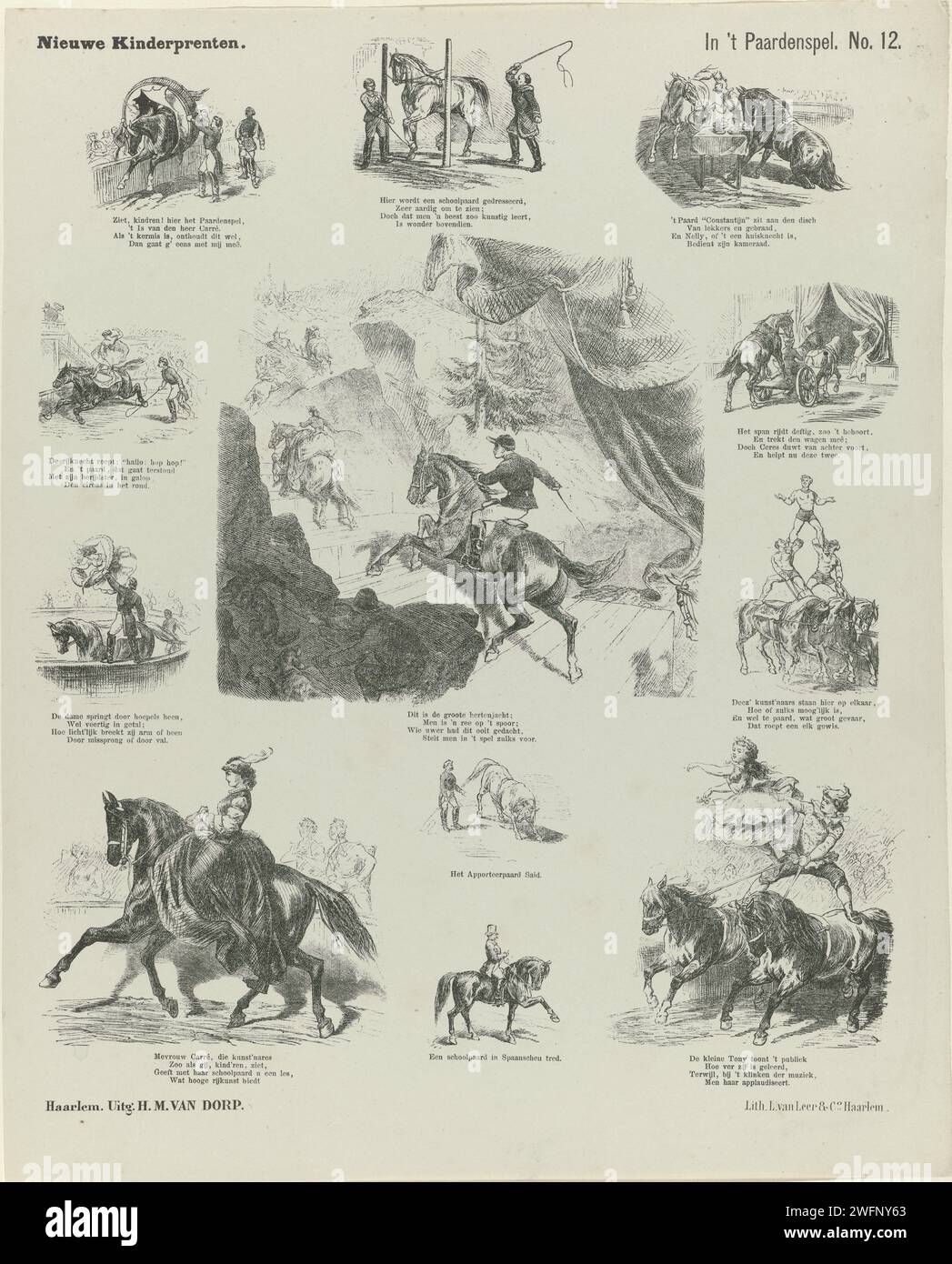 In Paardenpel, 1872 - 1883 print Leaf with 12 performances of circus ...