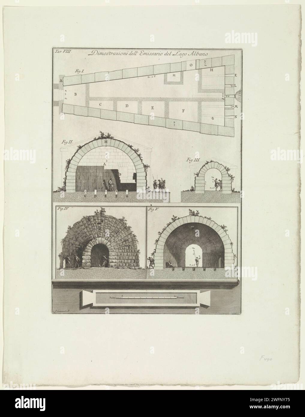 Emissarium van het meer van albano, Giovanni Battista Piranesi, 1762 ...