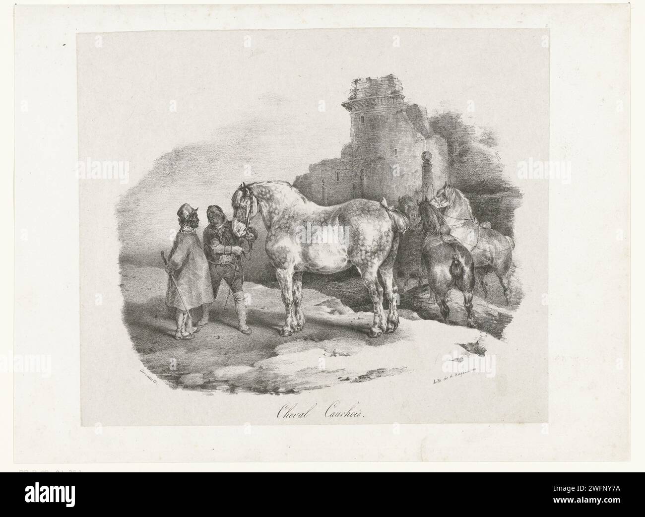 Normanderk COB, ThoseDore Gericault, 1822 print Two men with a Norman ...