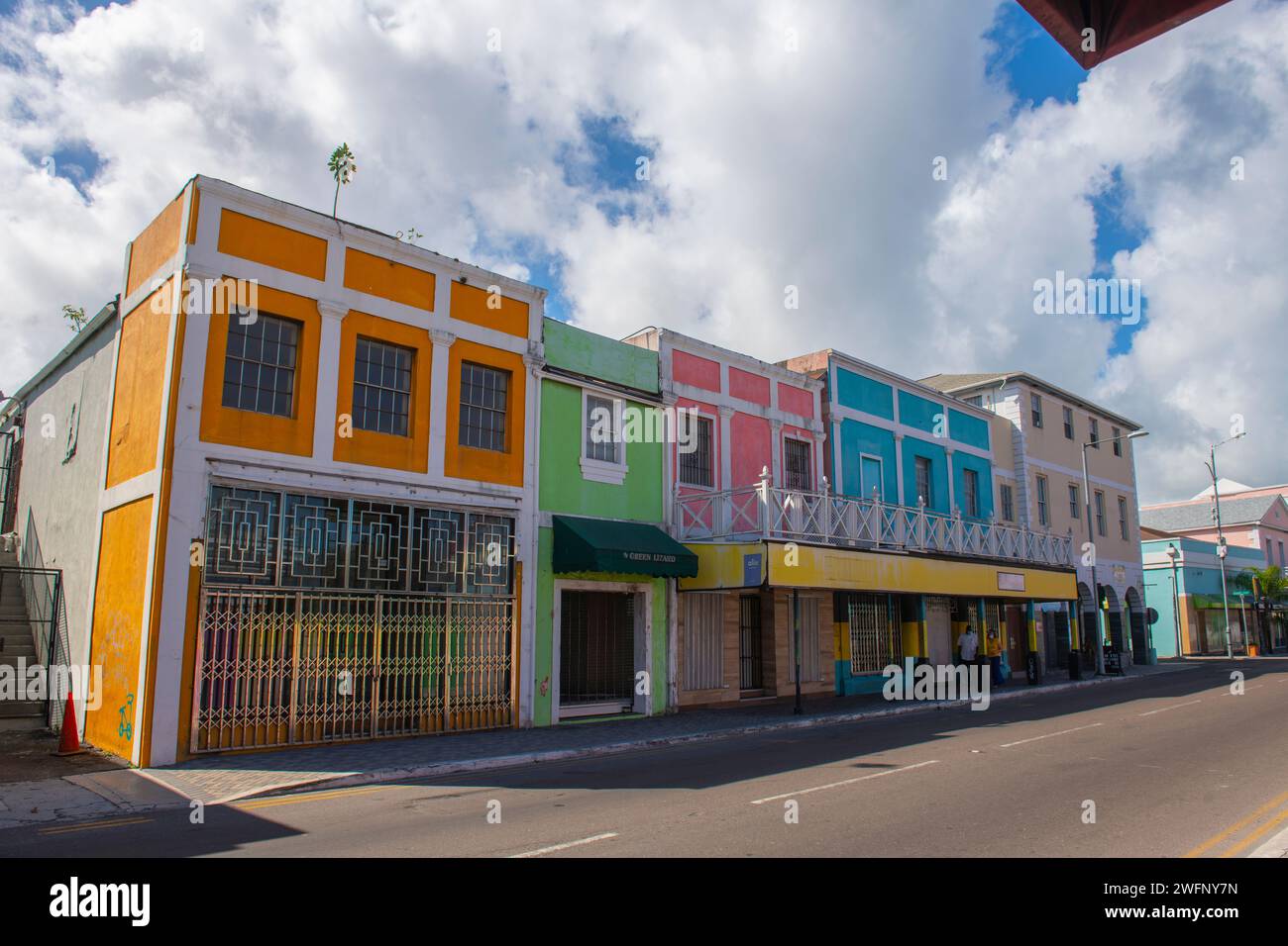 Historic commercial building on Bay Street in historic downtown Nassau ...