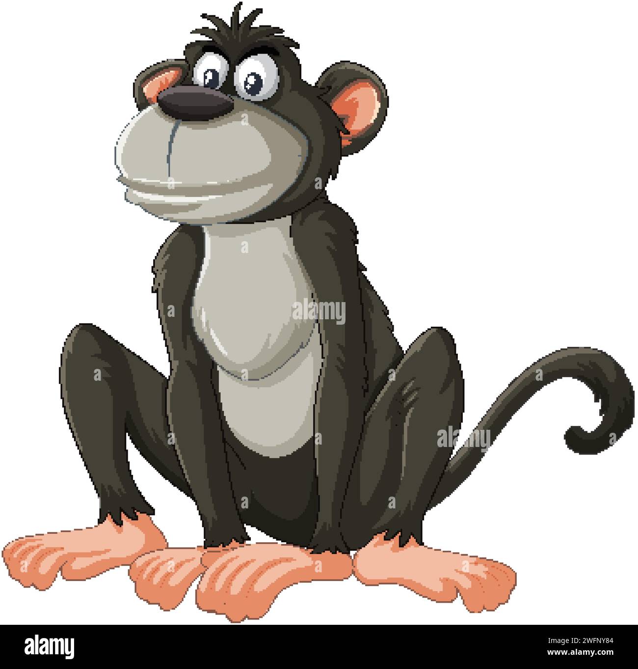 Vector illustration of a happy sitting monkey Stock Vector Image & Art ...
