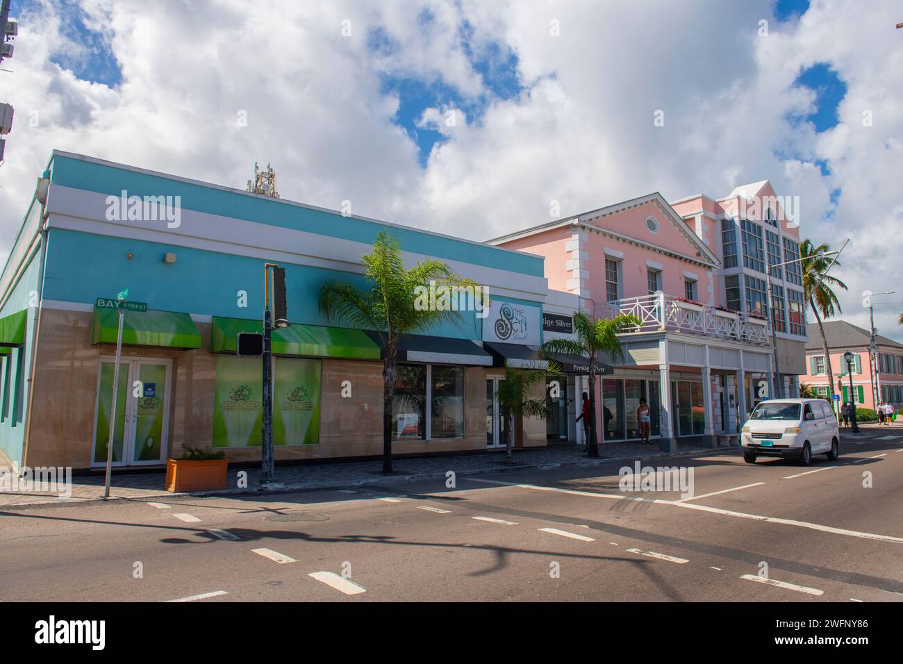 Historic commercial building on Bay Street in historic downtown Nassau ...