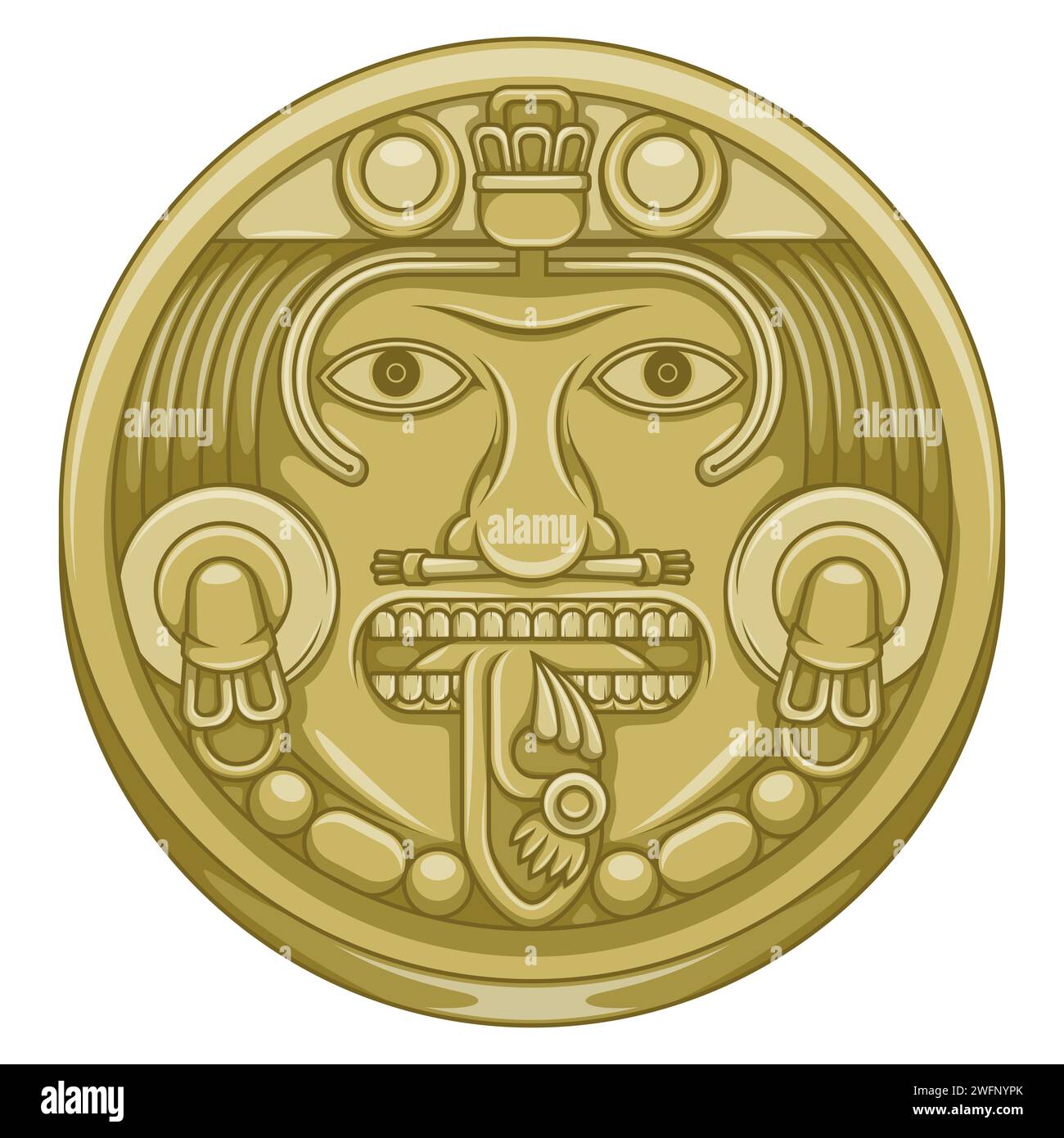 Vector design of Aztec calendar, monolithic disk of the ancient Mexica ...