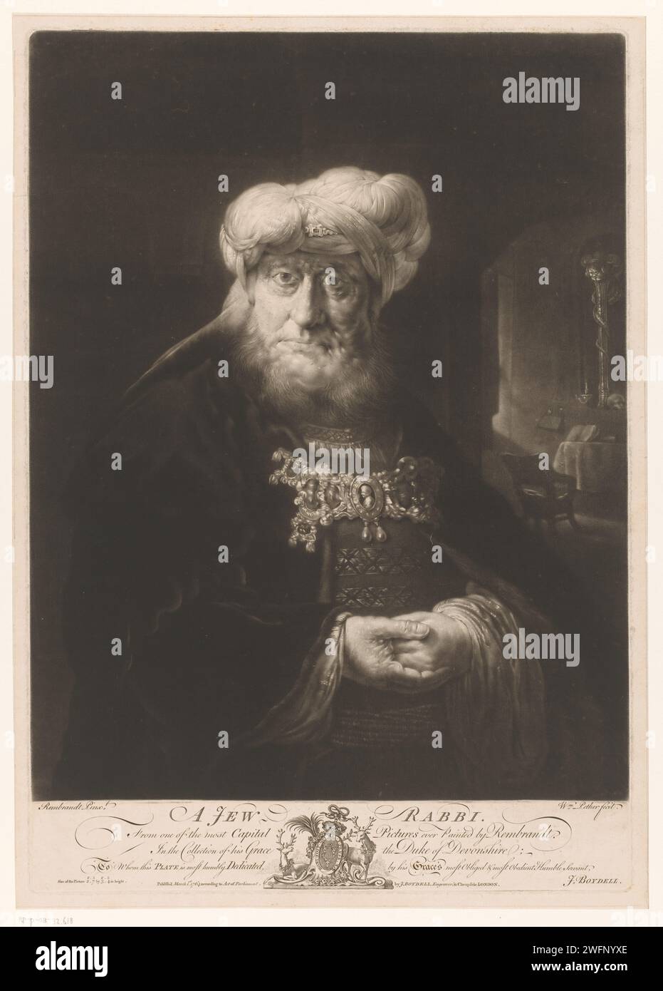 King Uzziah plagued by leprosy, William Peter, After Rembrandt van Rijn ...