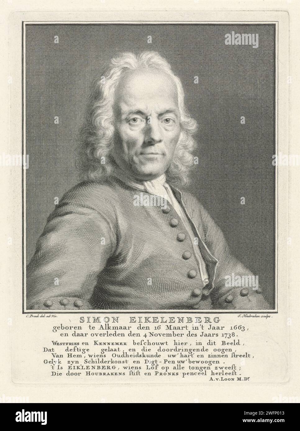 Portrait of Simon Eikelenberg, Jacob Houbraken, After Cornelis Pronk ...