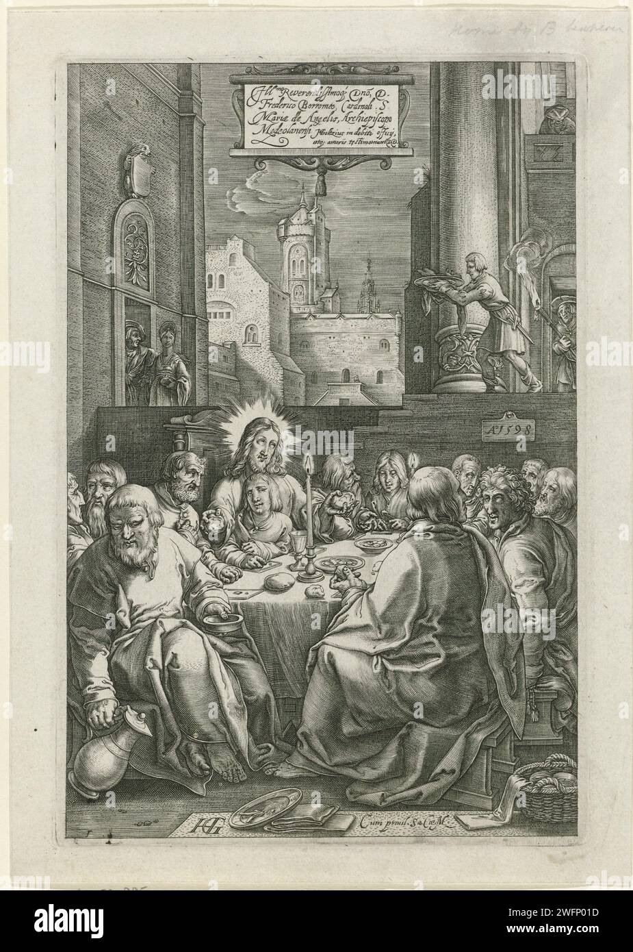 The Last Supper, Anonymous, After Hendrick Goltzius, 1598 - 1667 print Christ uses the Last ...