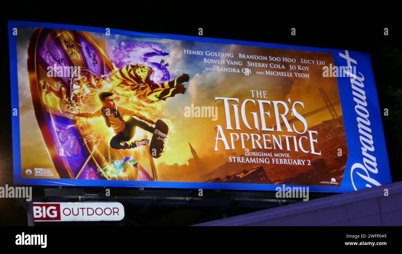 Los Angeles, California, USA 30th January 2024 A TigerÕs Apprentice Billboard on Sunset Blvd on ...