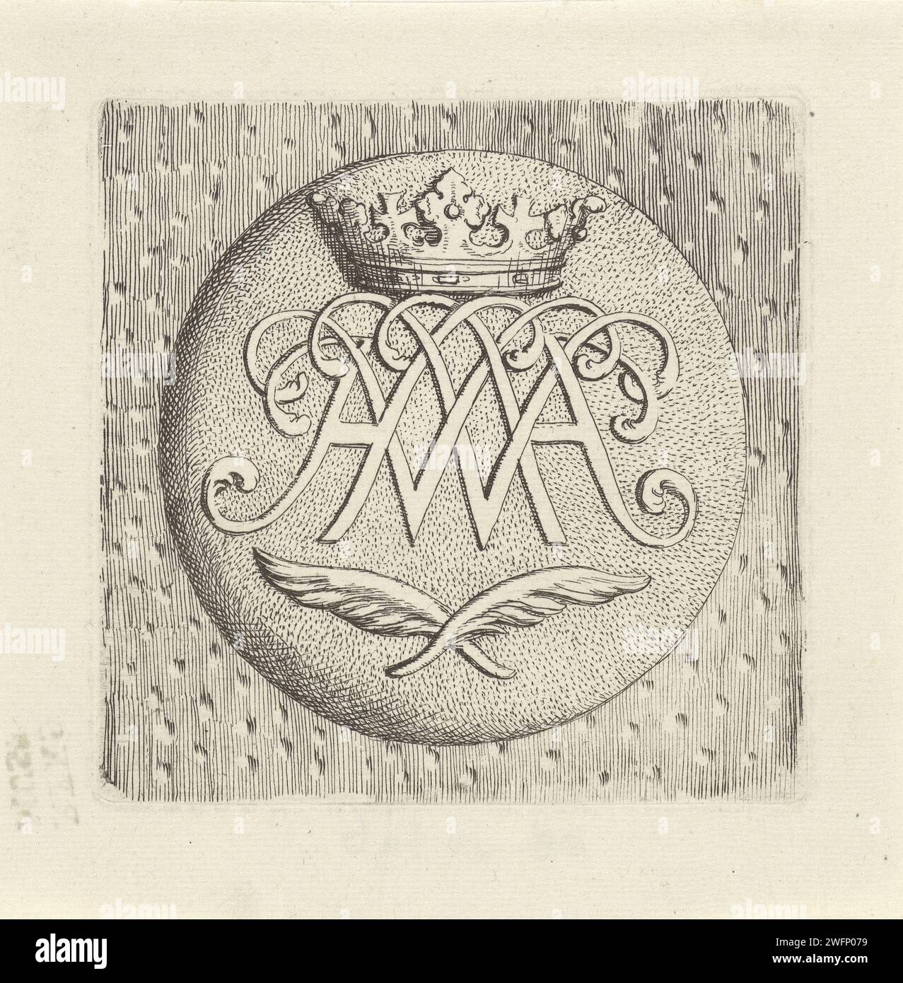 Monogram Van Willem III, Gerard de Lairese, 1651 - 1711 print Monogram ...