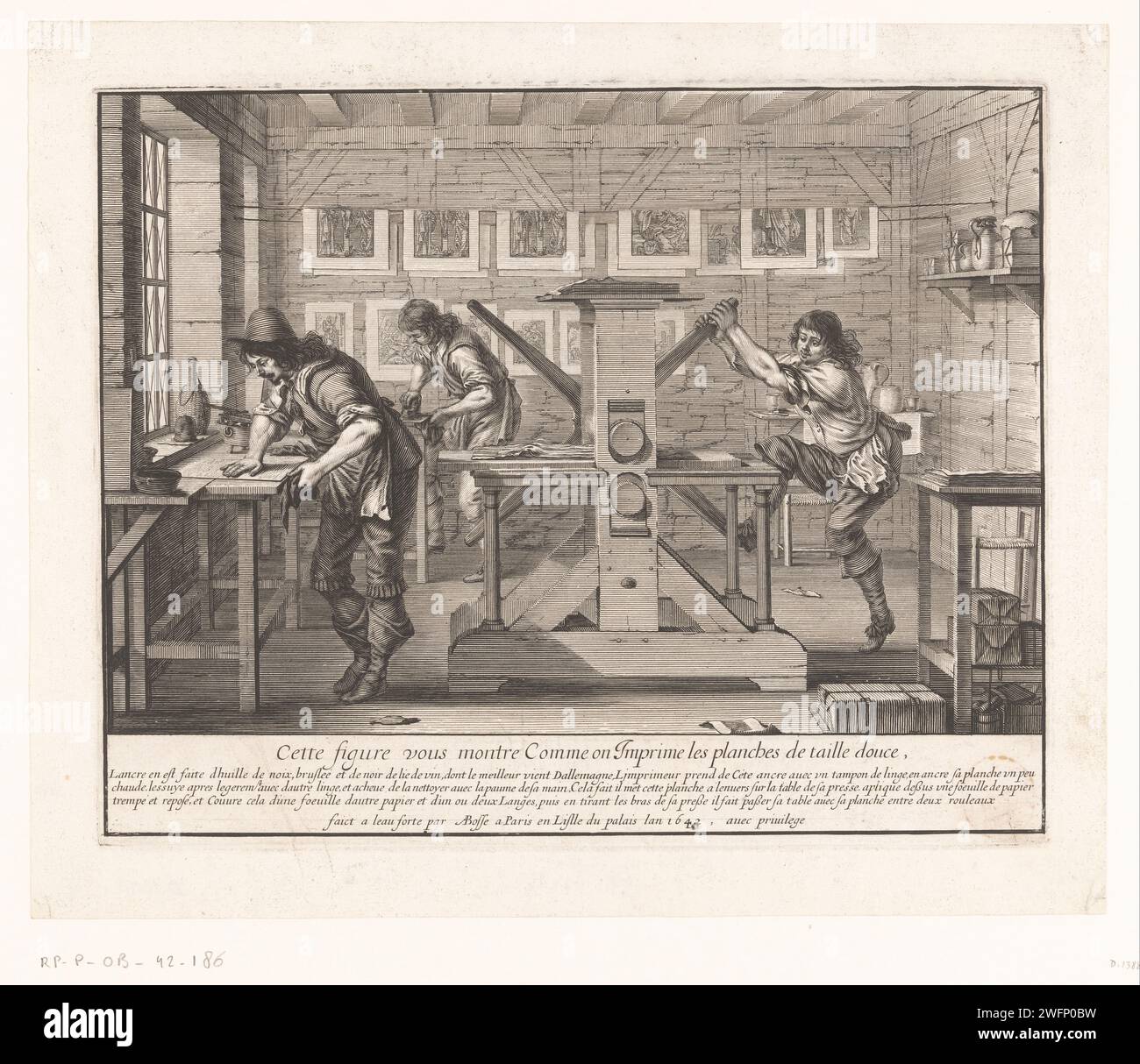 Print printing company, Abraham Bosse, 1642 print Pressing etching is ...