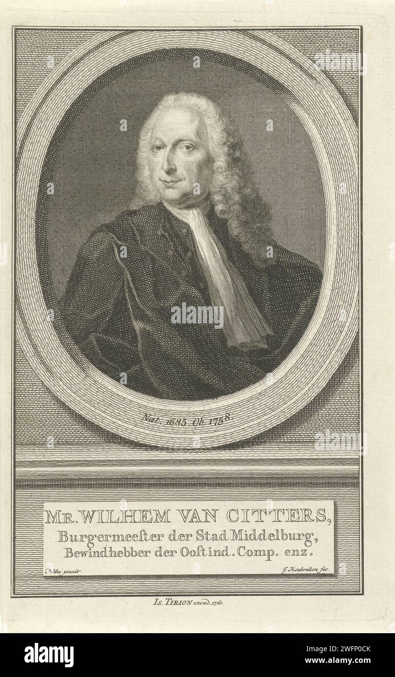 Portrait of Willem van Citters, Jacob Houbraken, After Jan Palthe, 1760 ...