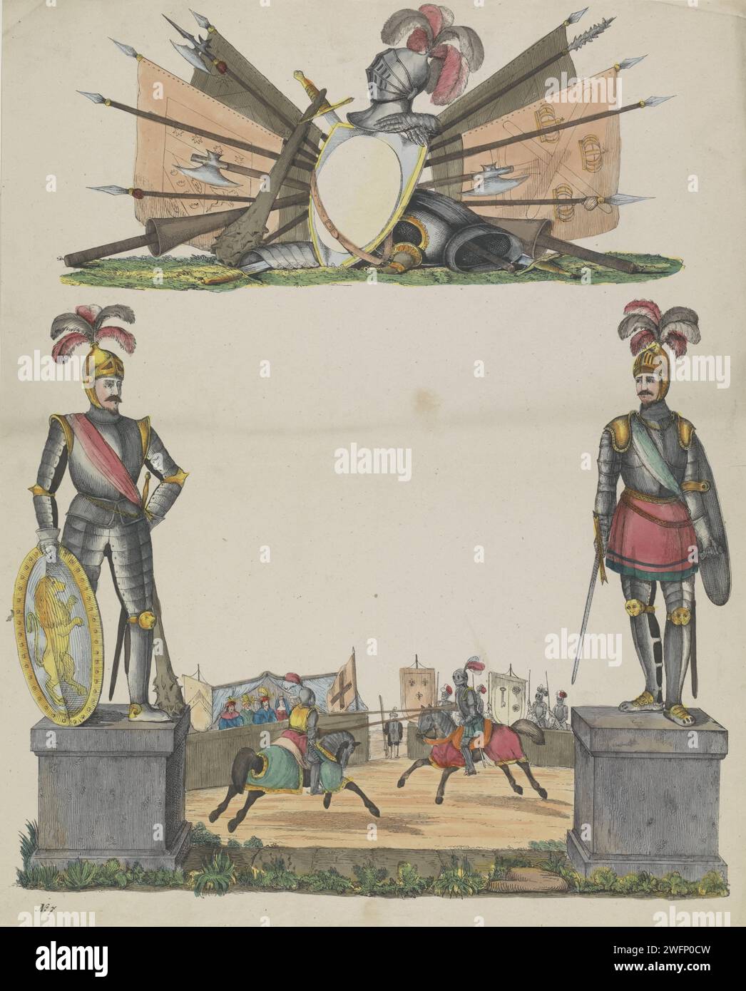 Wish letter with knight tournament, c. 1780 - c. 1899 print Wish letter ...