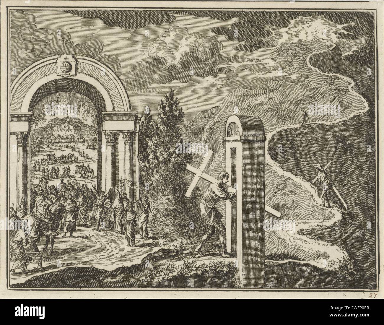 Wide and the narrow road, Jan Luyken, 1712 print Amsterdam paper ...