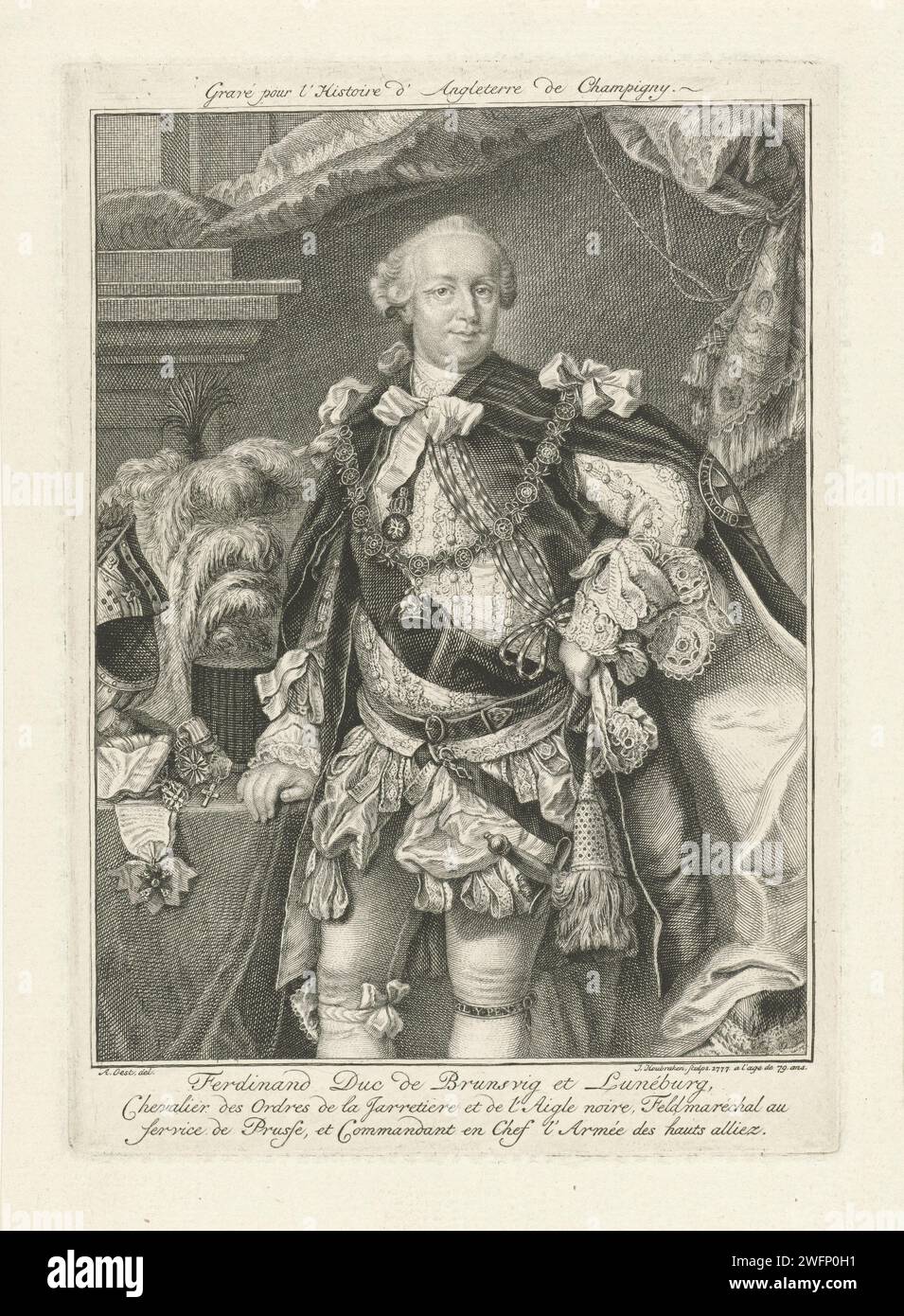 Portrait of Ferdinand Hertog of Brunswijk-Lüneburg, Jacob Houbraken ...