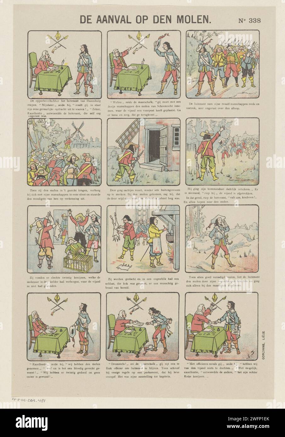 The attack on Den Molen, 1894 - 1959 print Leaf with 12 performances about Hannibal van ...