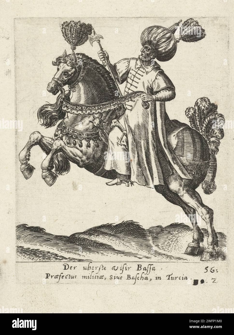 Great Vizier Ibrahim Pasha on horseback, Abraham de Bruyn (attributed ...