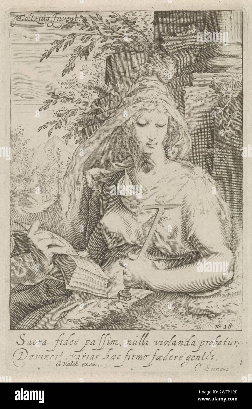 Geloof (Fides), anonymous, after Jacob Matham, after Hendrick Goltzius ...