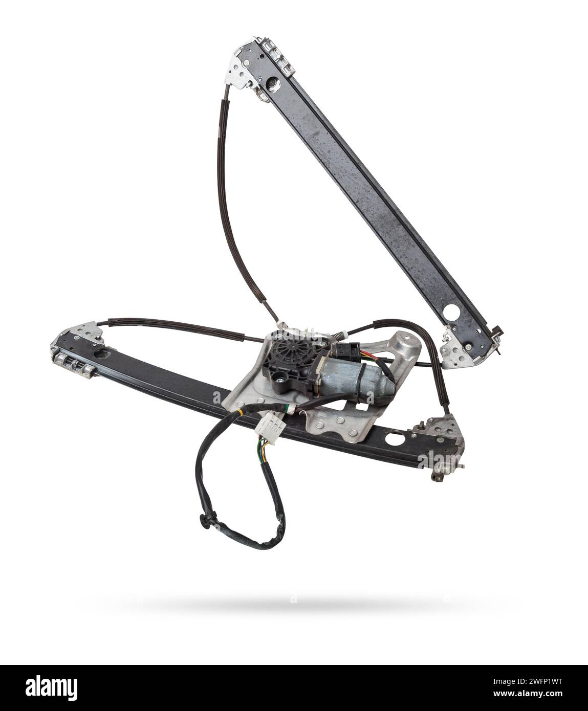 Electric window mechanism motor for a car on a white isolated ...