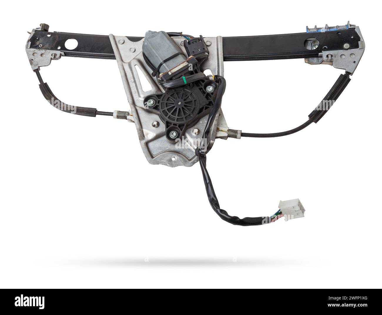 Electric window mechanism motor for a car on a white isolated ...