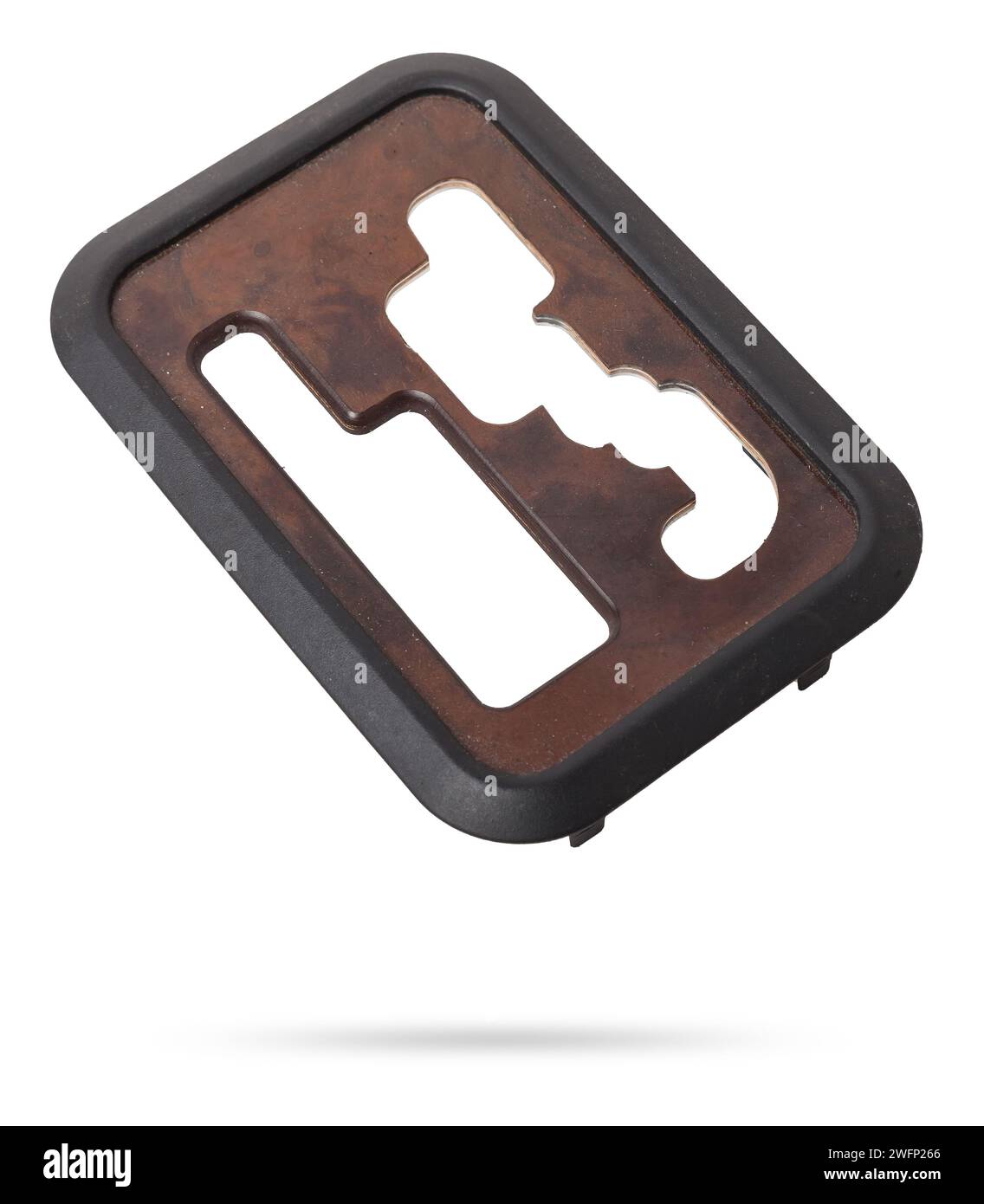 Wooden Lining Of A Car Gearbox Selector On A White Isolated Background
