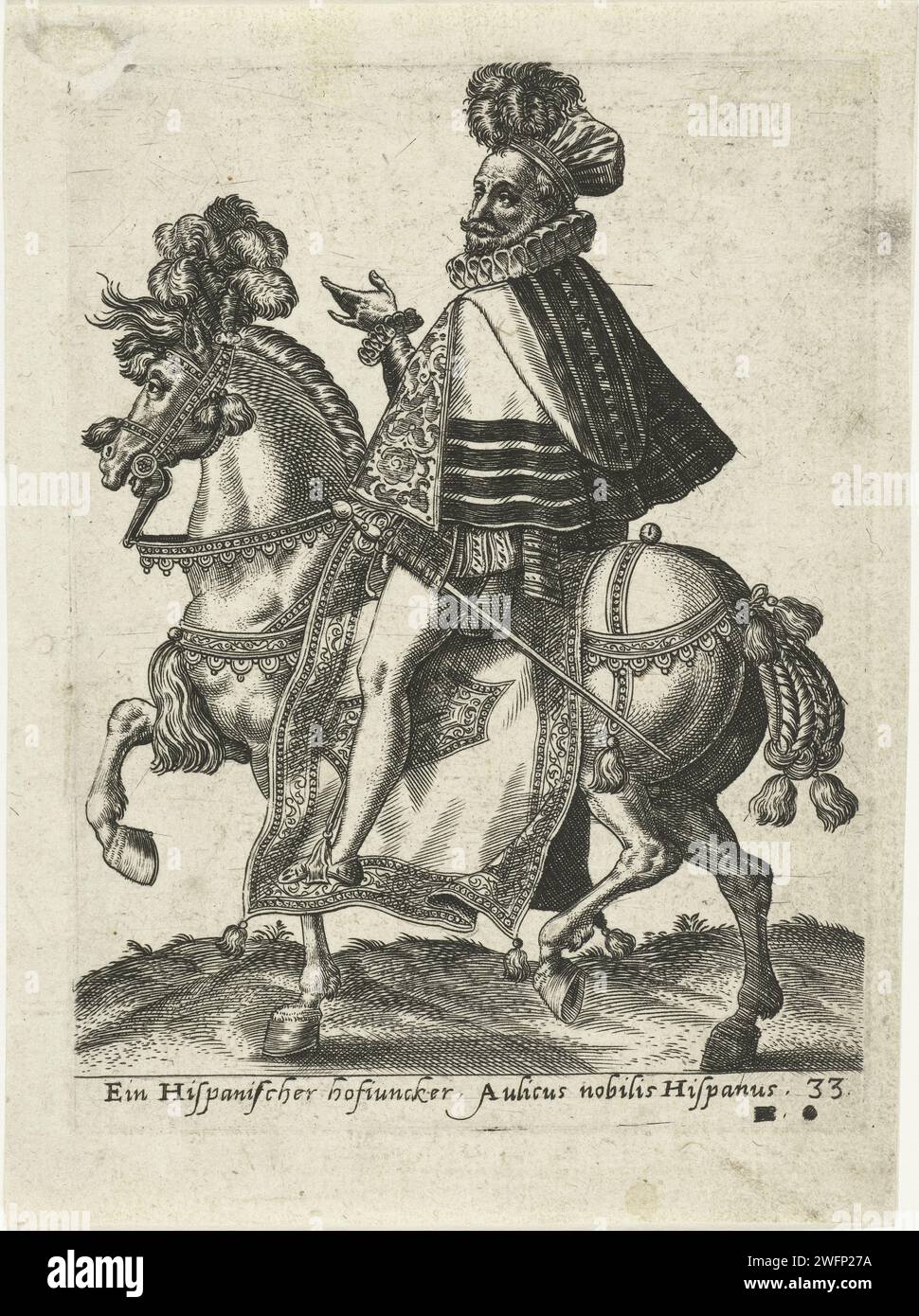 Spanish Lord on horseback, Abraham de Bruyn (attributed to), 1577 Horse ...