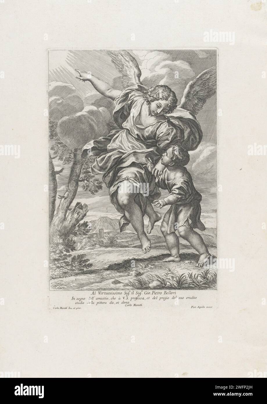 Child with guardian angel, Pietro Aquila, After Carlo Maratta, 1660 ...