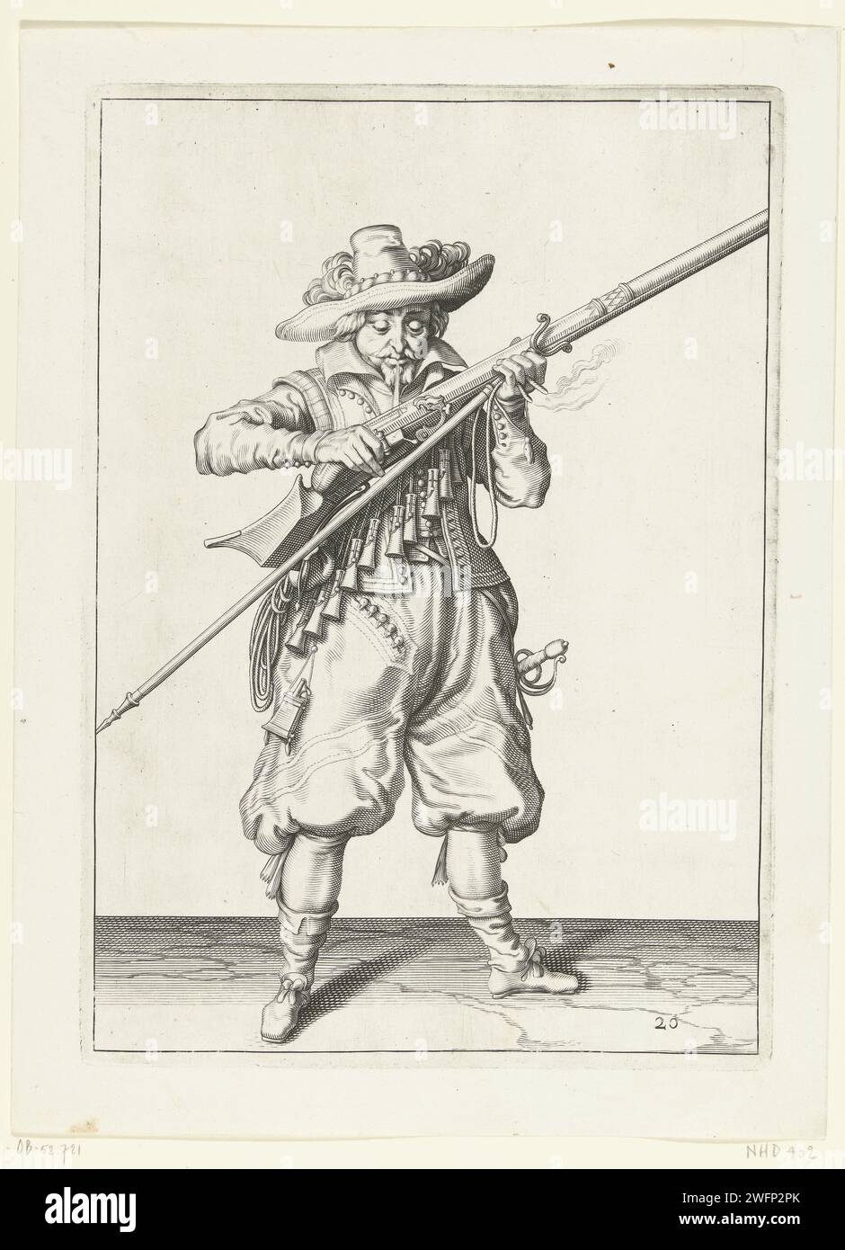 Soldier who blows Kruit of his musket, Jacques de Gheyn (II) (workshop ...