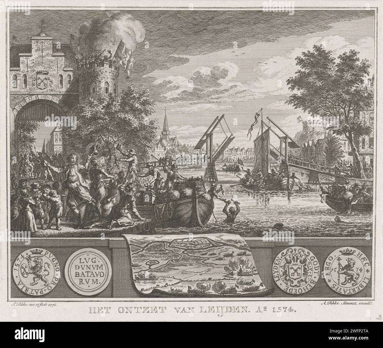 Relief of Leiden, 1574, Simon Fokke, 1776 print The relief of Leiden ...