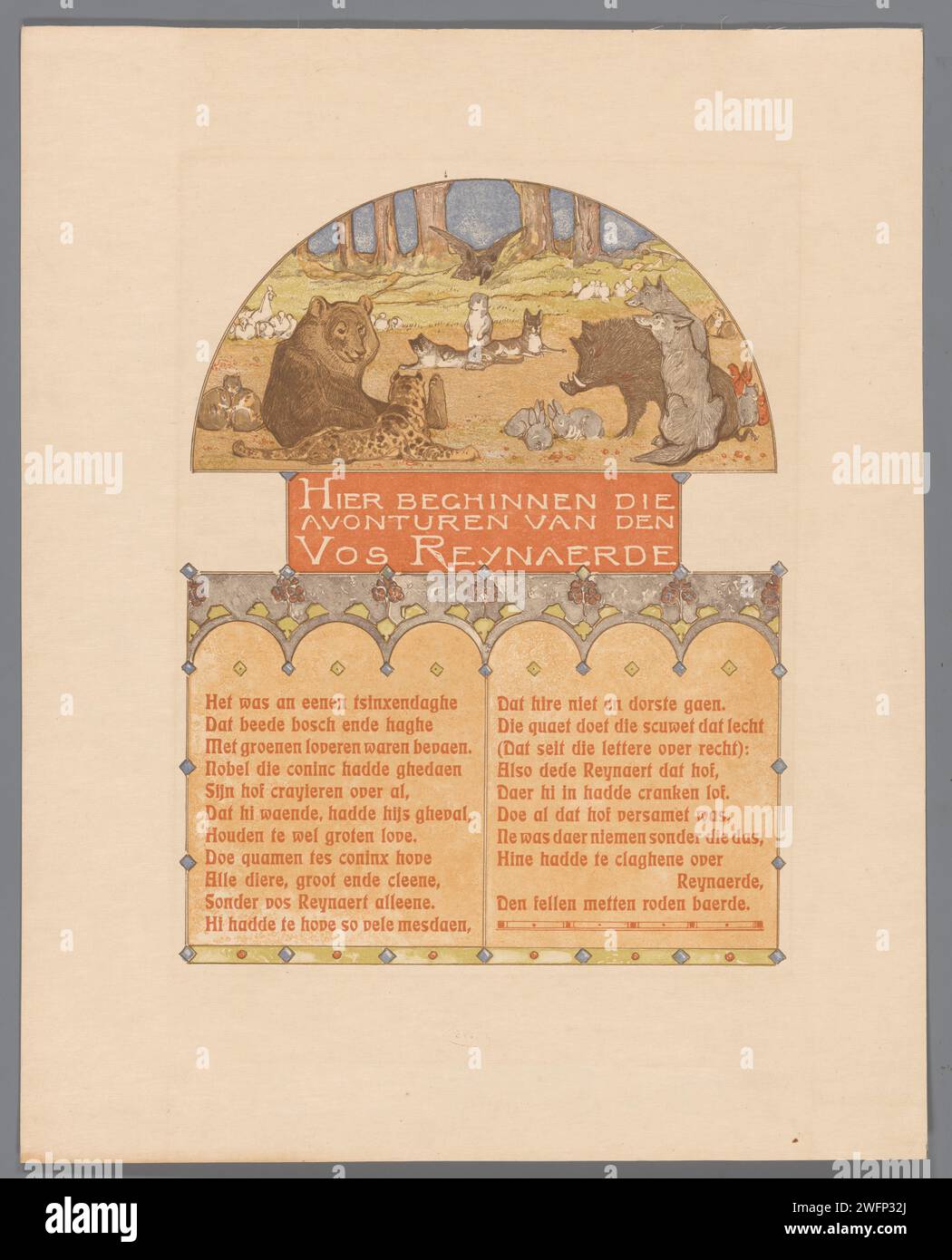 Group Dieren from Reinaert de Vos, Bernard Willem Wierink, 1910 print ...