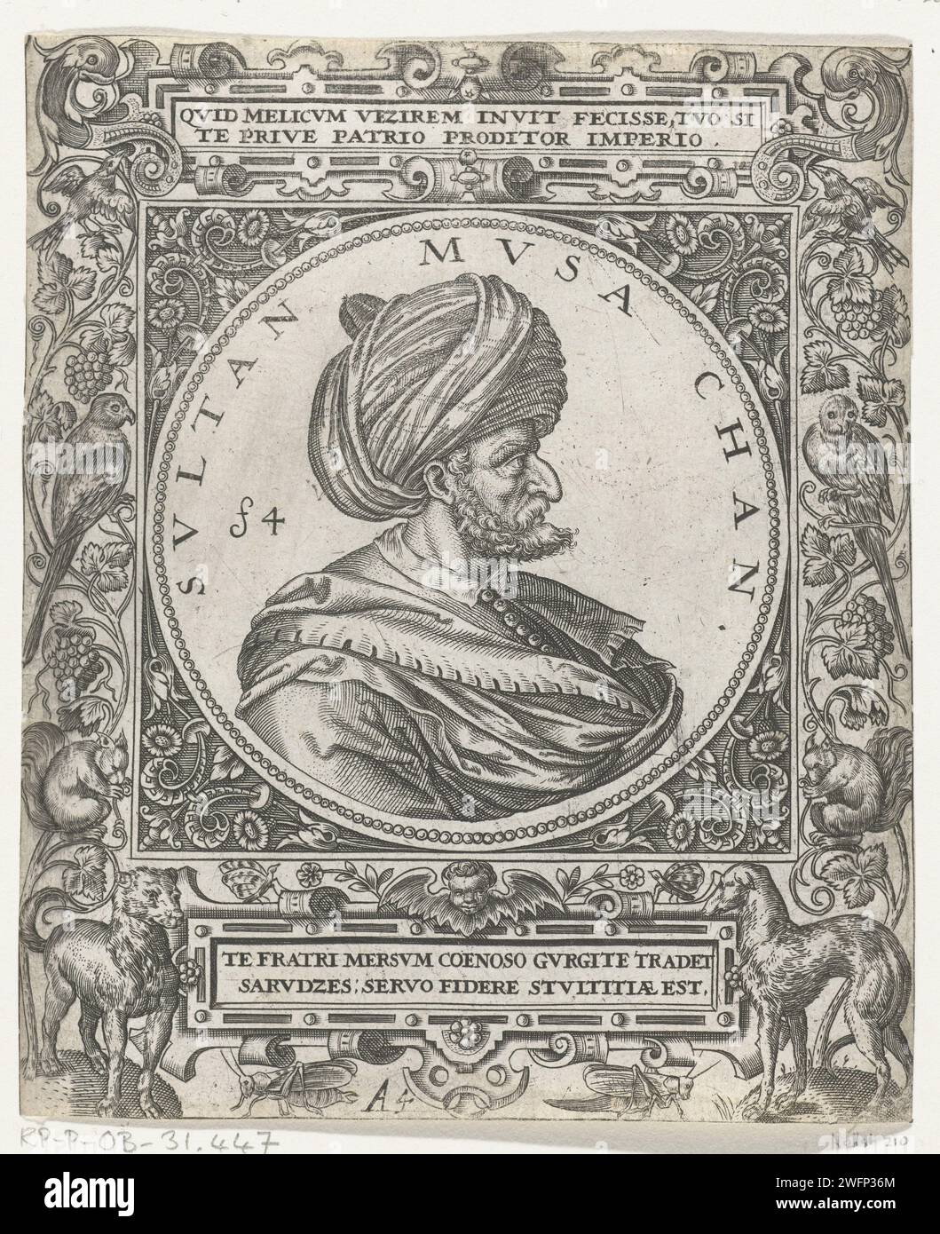 Portret Van de Sultan Musa Khan, 1596 print Around portrait of the ...