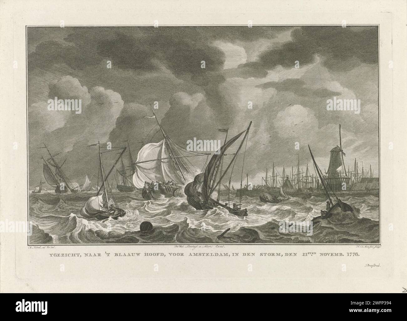 Storm on the IJ on the Blue Head of Amsterdam, 1776, Noah van der Meer ...