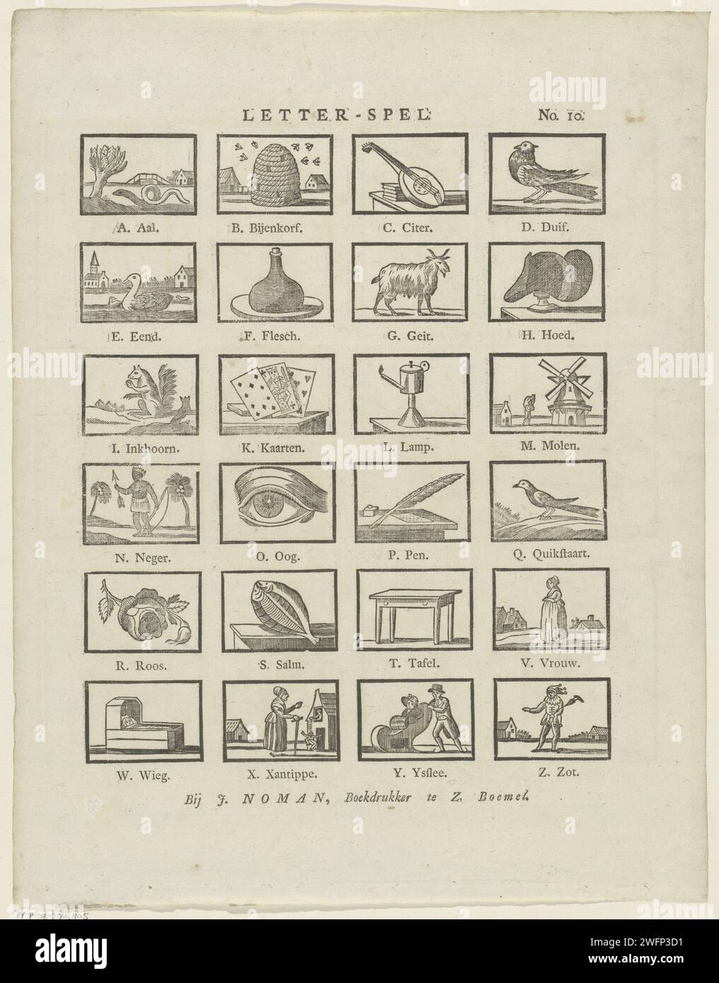 Letter game, 1806 - 1830 print Leaf with 24 performances of the letters ...