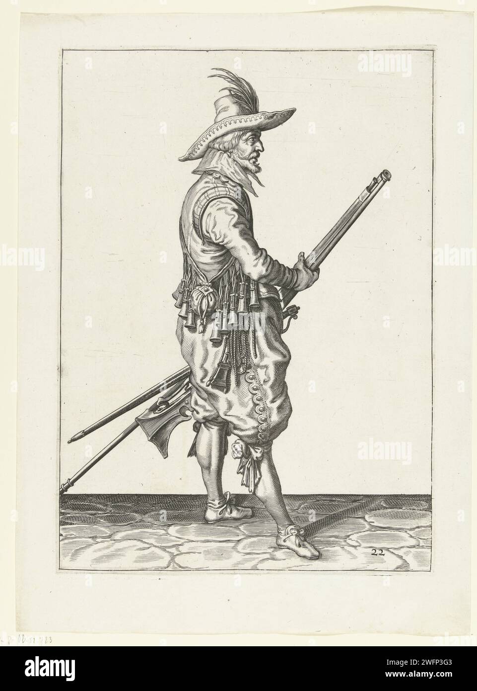 Soldier who holds his musket with both hands at his left thigh, Jacques ...