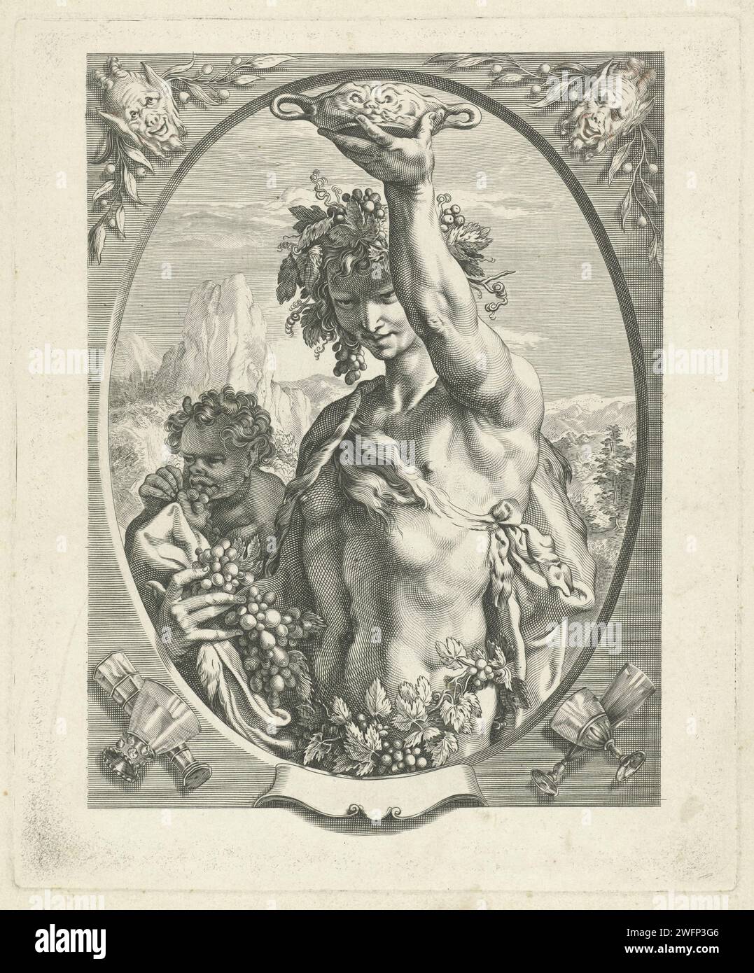 Bacchus, Pieter Willem van Megen, after Hendrick Goltzius, 1778 print ...