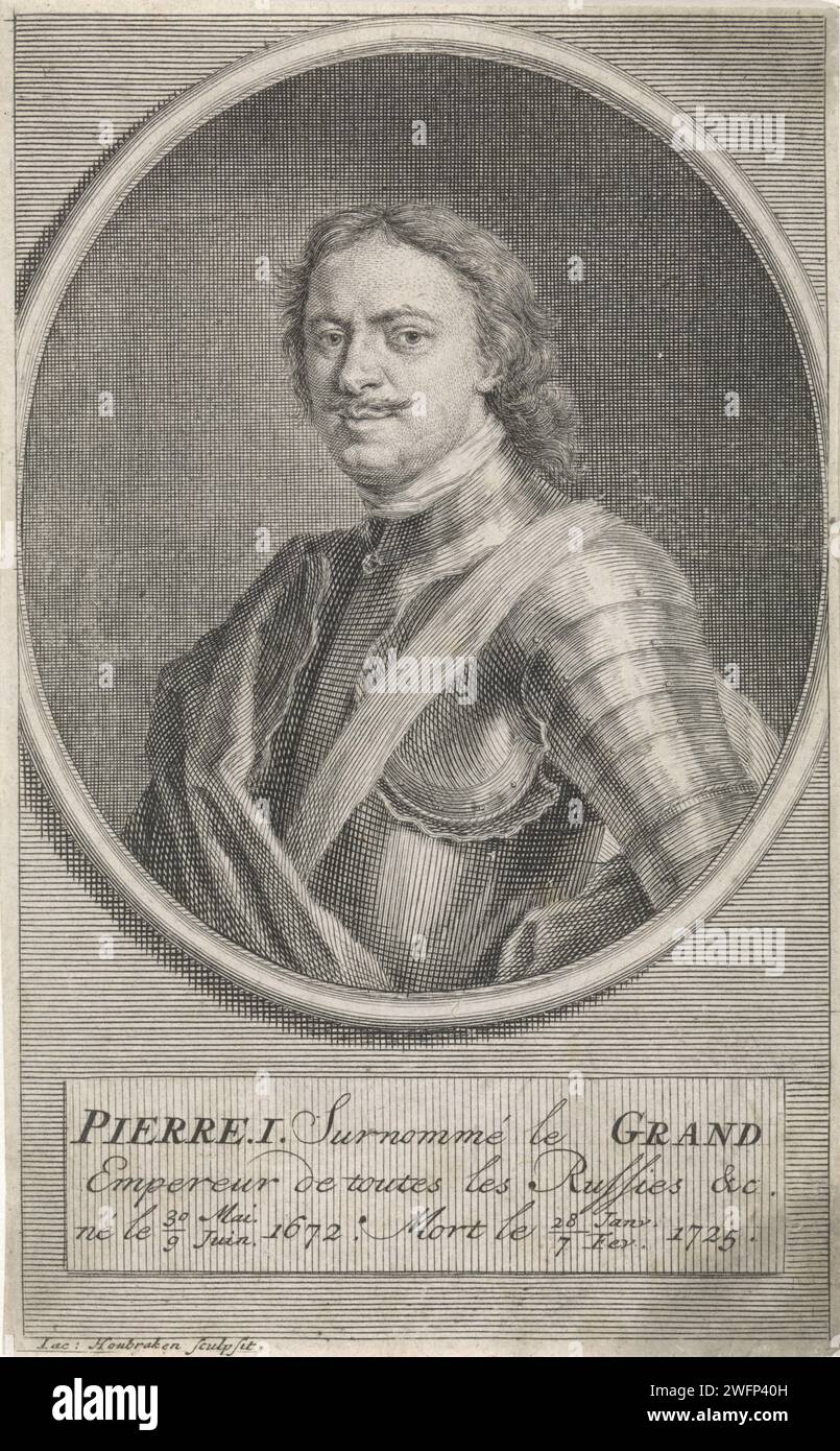 Portrait of Peter I the Great, tsar of Russia, Jacob Houbraken, 1725 ...