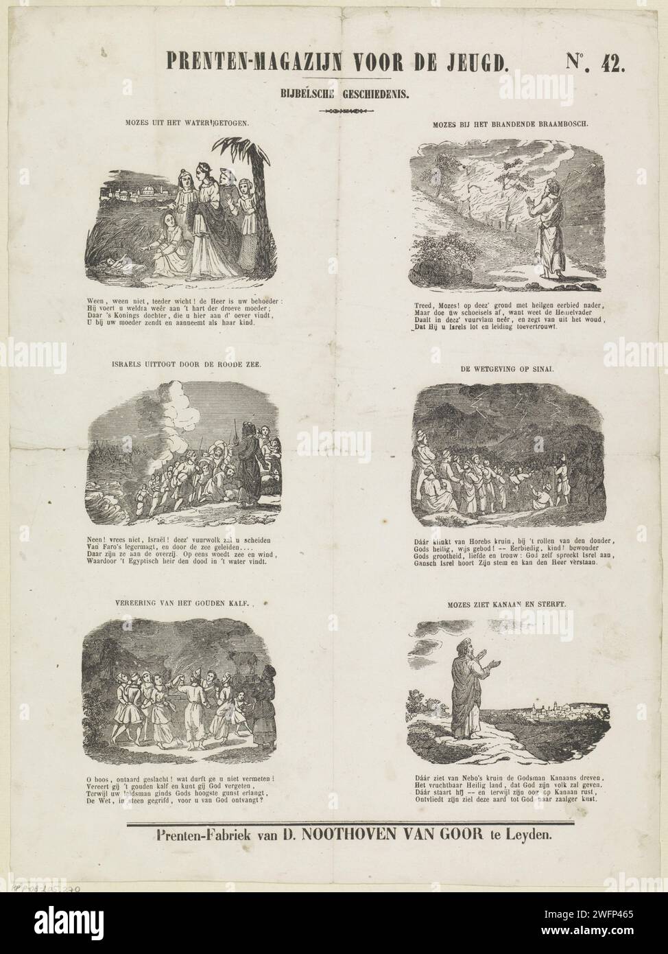 Story of Moses, 1850 - 1881 print Leaf with 6 performances from the Old ...
