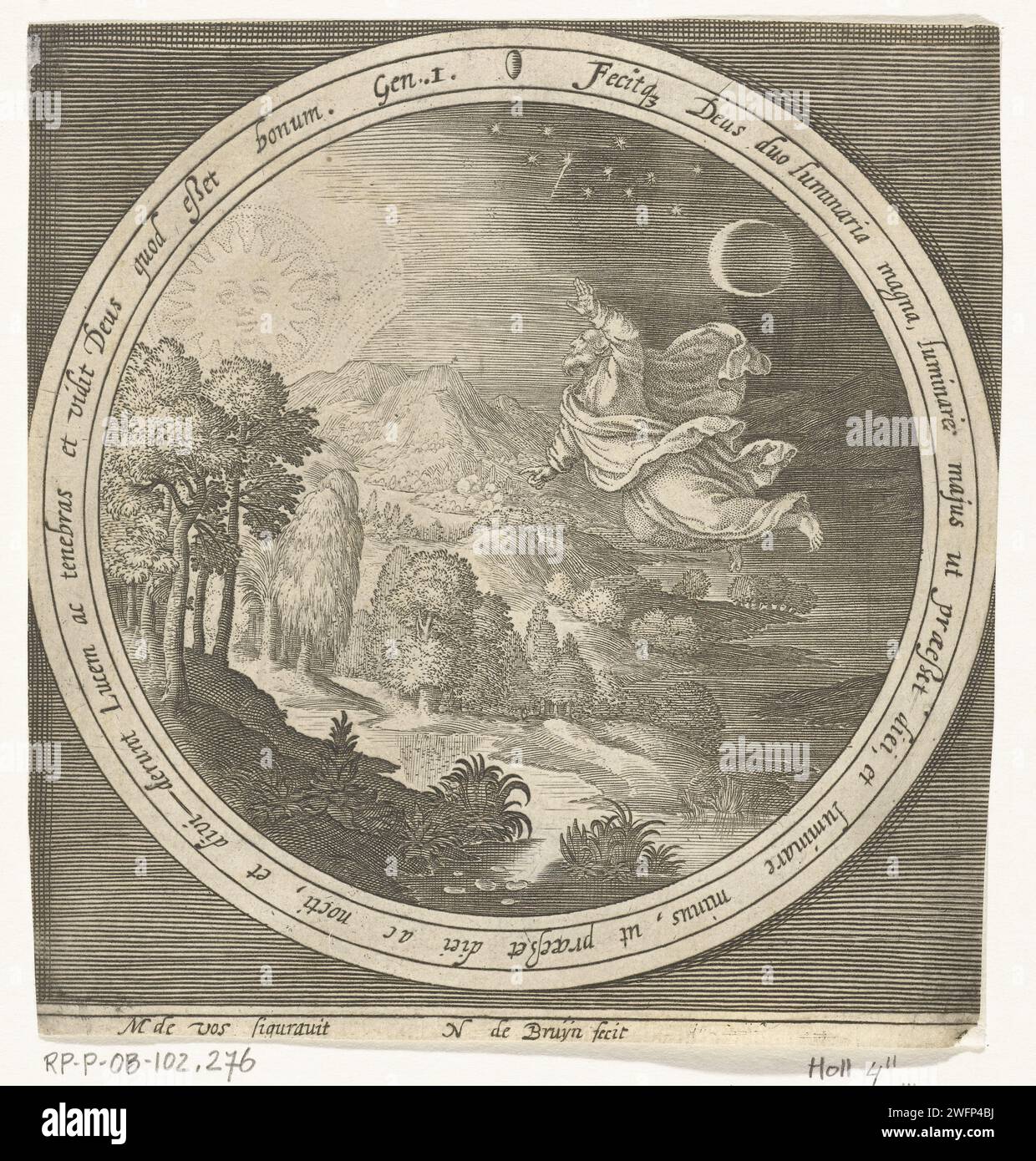 Fourth Day of Creation: God creates the Sun, Moon and Stars, 1581 ...