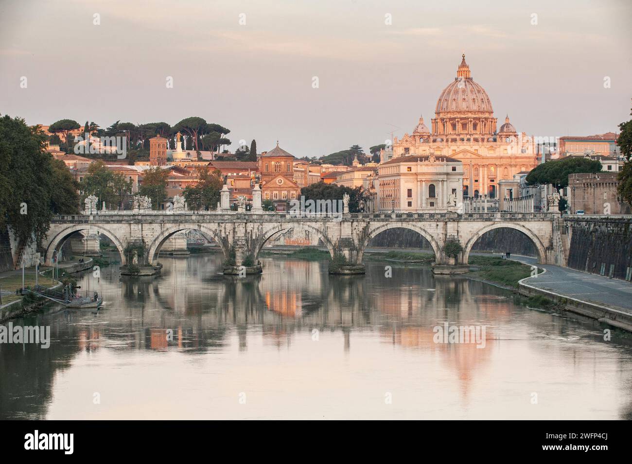 St Peter's Basilica, Vatican City and the Tiber River, Rome, Italy ...