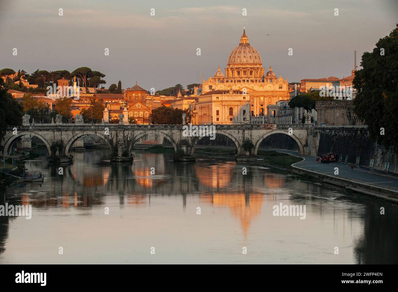 St Peter's Basilica, Vatican City and the Tiber River, Rome, Italy ...