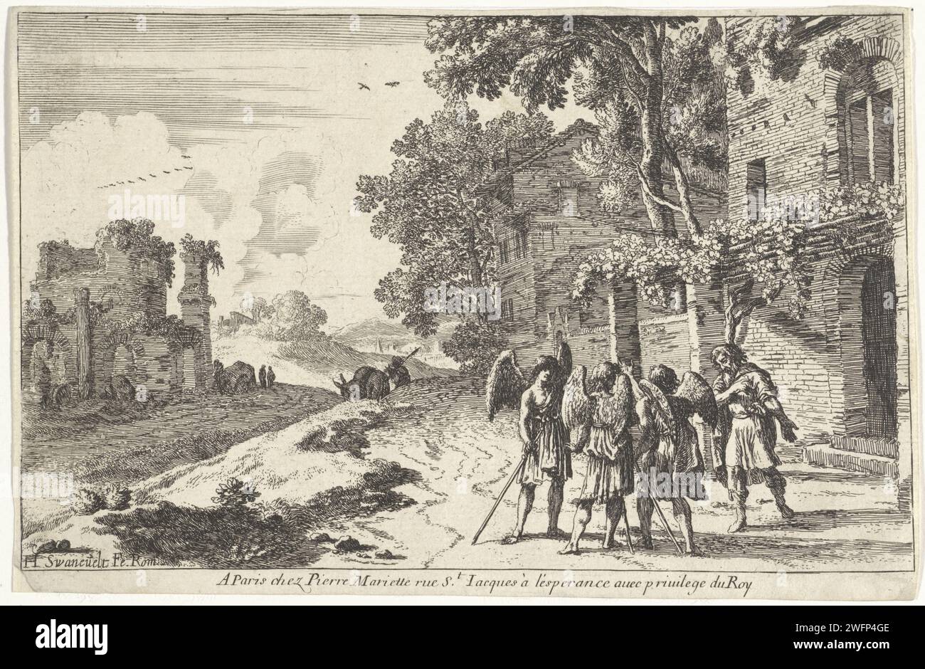 Abraham receives the three angels, Herman van Swanevelt, 1643 - 1655 ...