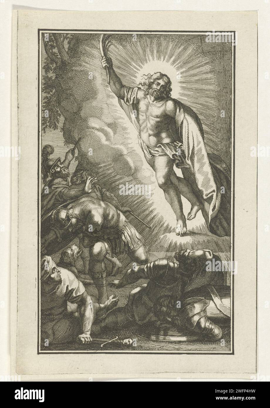 Resurrection of Christ, Jacob Folkema, 1702 - 1767 print Christ has risen from his grave and ...