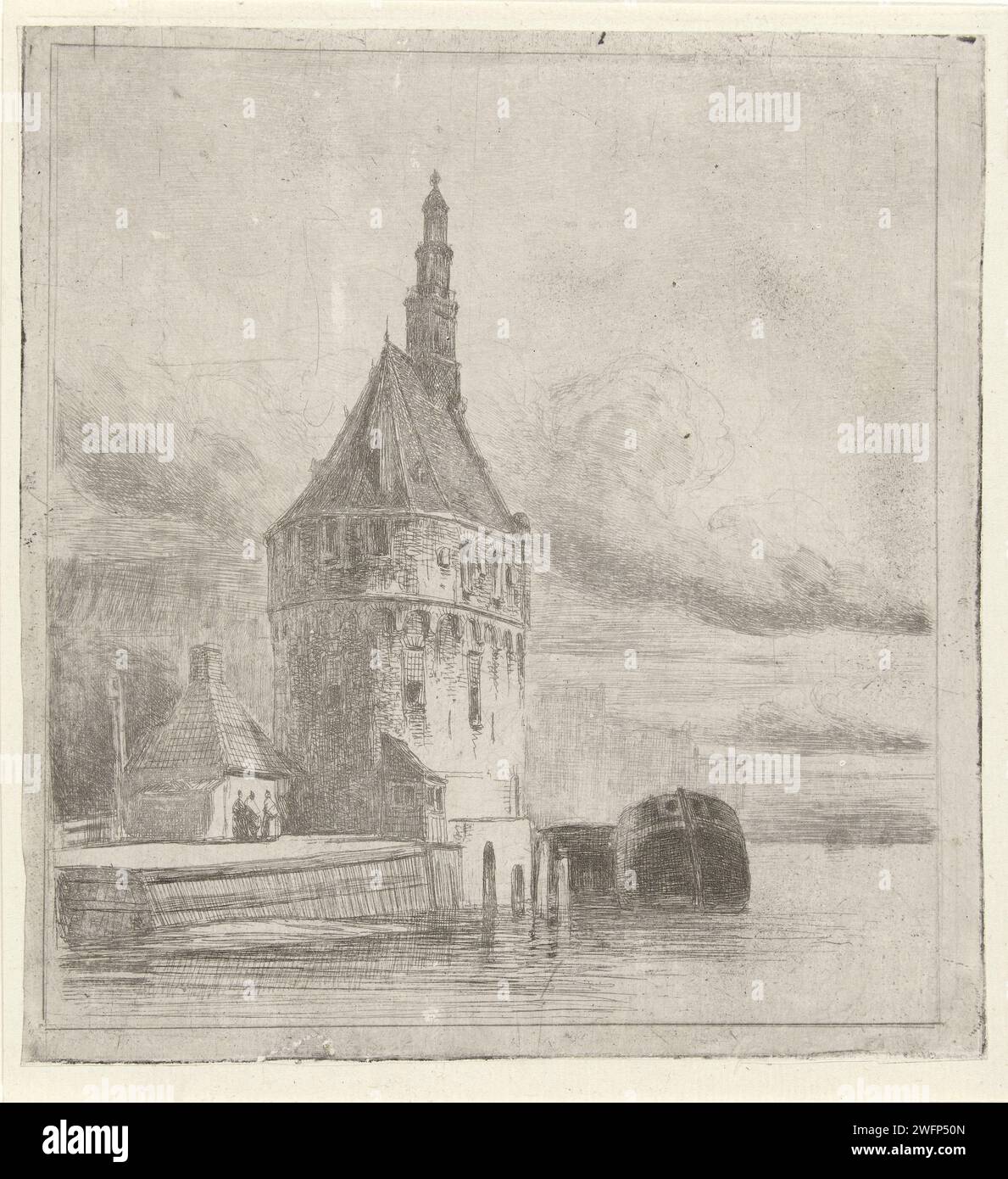 Tower on the water, Lambertus Hardenberg (1822-1900), c. 1837 - 1900 ...