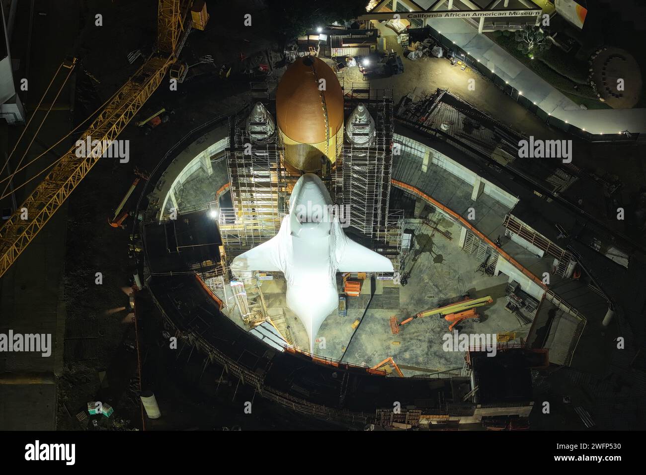 Space Shuttle Endeavour in vertical launch configuration with its two solid rocket boosters and ...