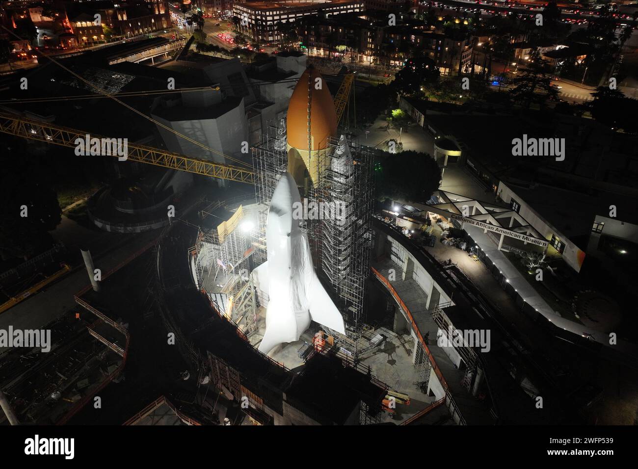 Space Shuttle Endeavour in vertical launch configuration with its two solid rocket boosters and ...