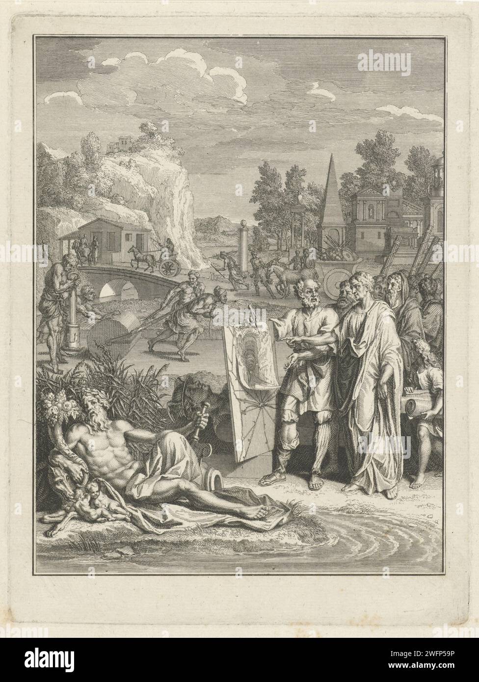 Allegory on the road to Rome, Bernard Picart, 1728 print Landscape with ...