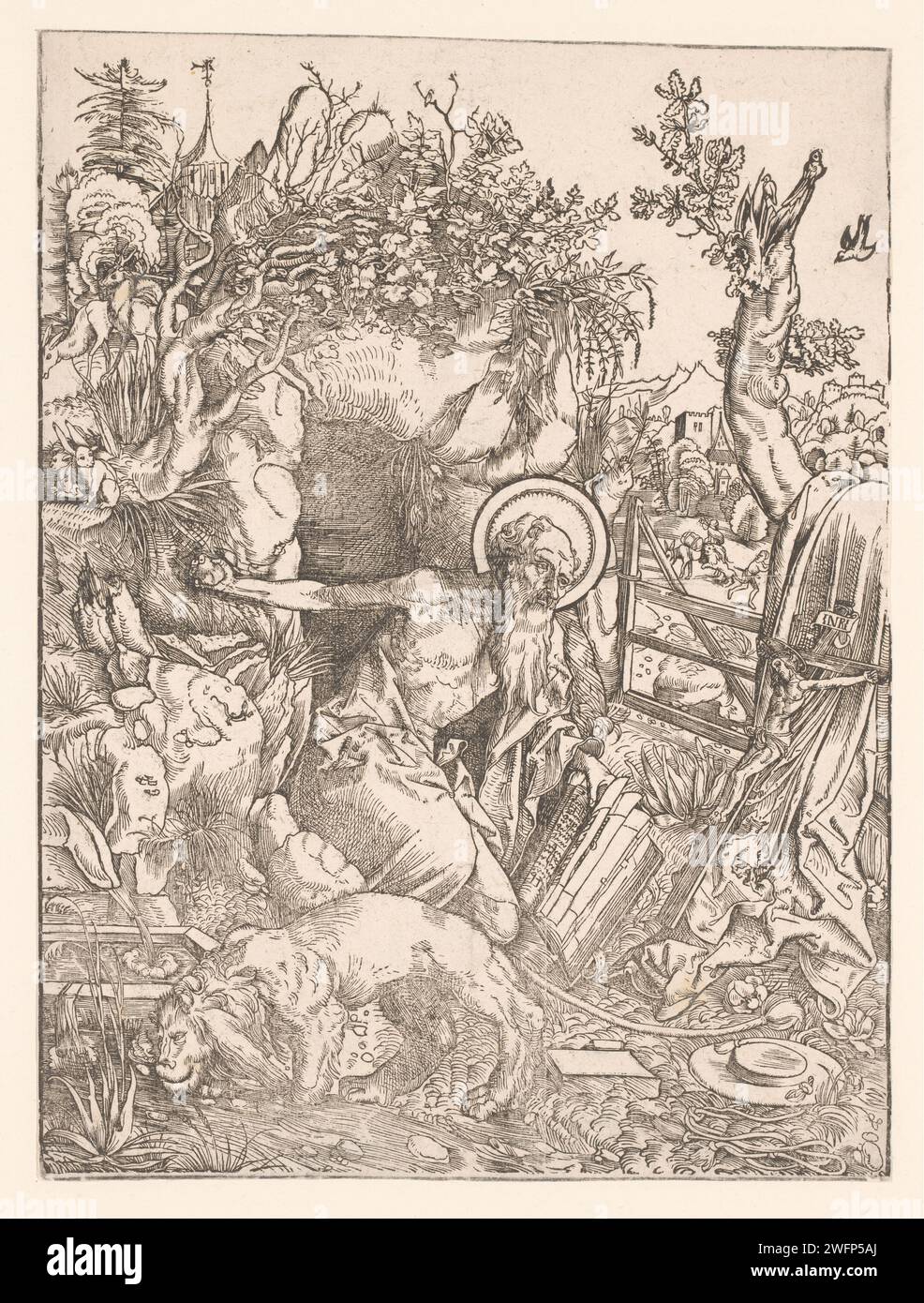 Saint Hieronymus, Anonymous, Hans Wechtlin (I), c. 1515 print paper the ...