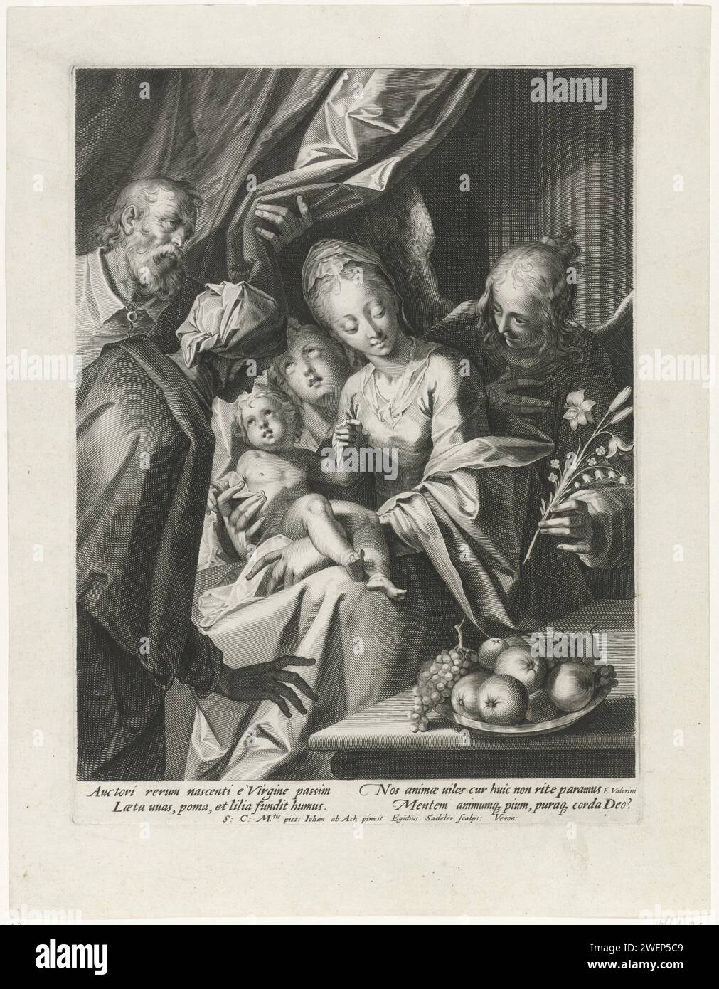 Holy family with Saint Anna and two angels, Aegidius Sadeler (II ...