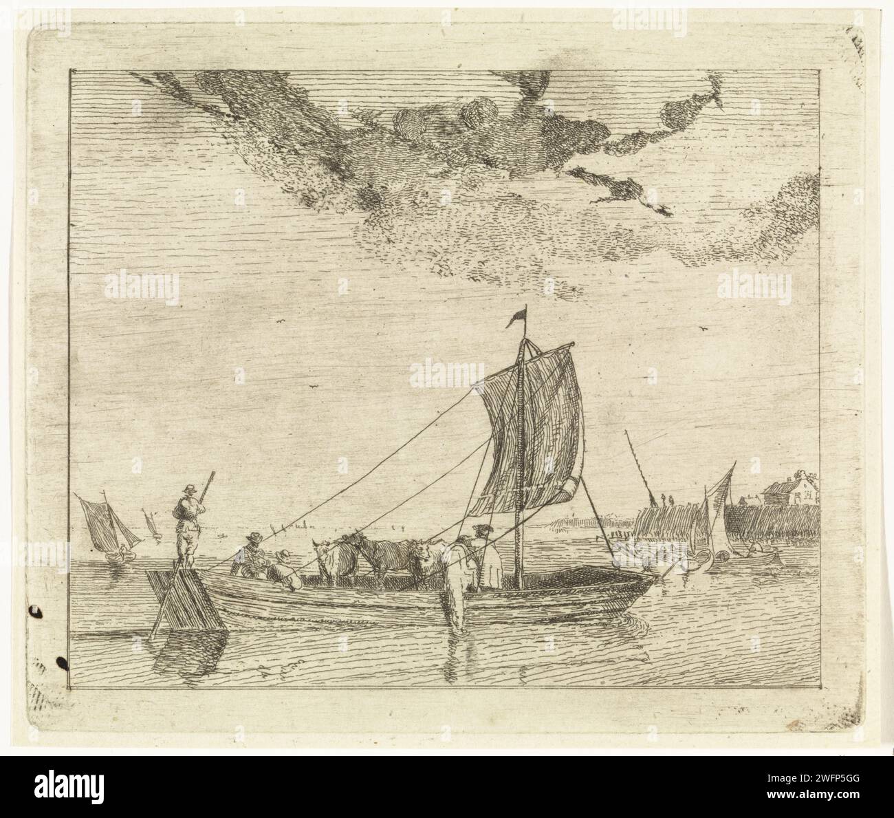 Flat barge with cattle, Johannes Huibert Prins, 1776 print There are ...