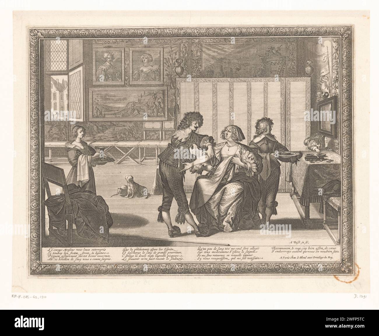Surgeon performs a loss with a woman, Abraham Bosse, 1632 - 1633 print ...