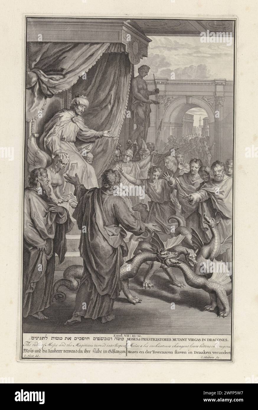 Mozes and Aaron at Pharaoh, Cornelis Huyberts, after Gerard Hoet (I), 1720 - 1728 print Moses ...
